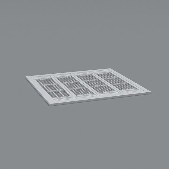 Minimalist Air Vent 3D Model – White Metal Texture
