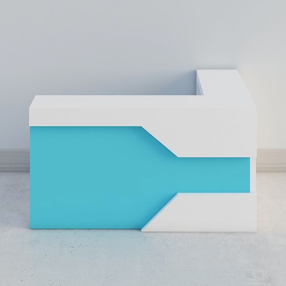 Geometry Light Reception Desk 3D Model – Minimalist Design