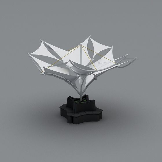 Future Light Tree 3D Model – Low-Poly Metallic Design