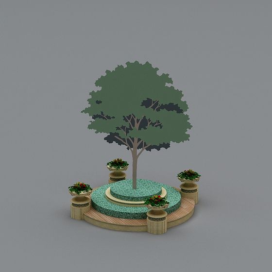 Lively Low-Polygon 3D Tree Model