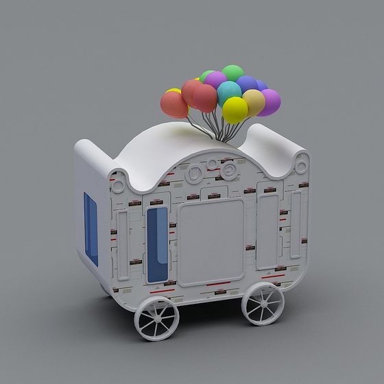 Whimsical Balloon Cart 3D model