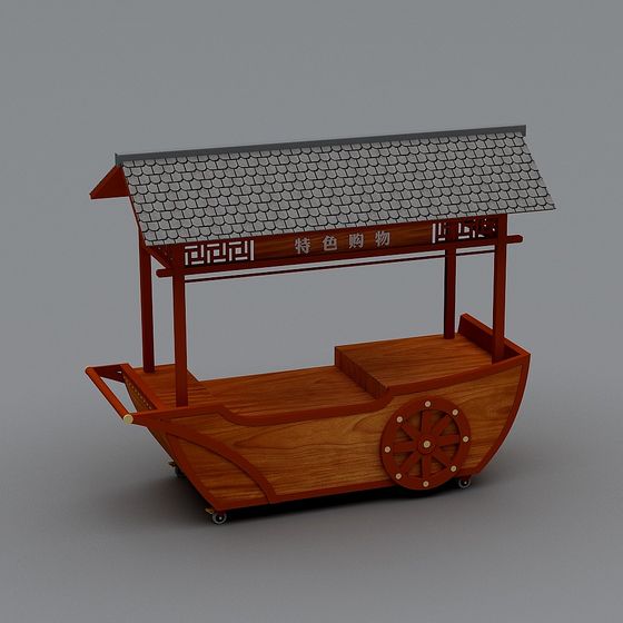 Traditional Chinese Snack Cart 3D model