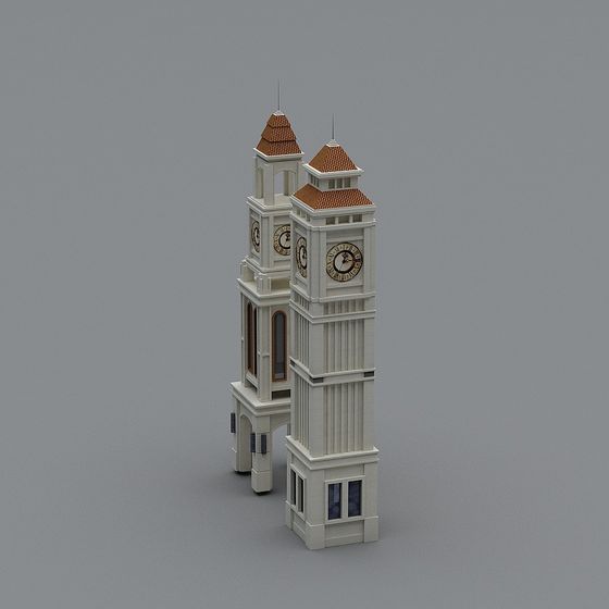 Historical Clock Tower 3D model in Low Poly Style