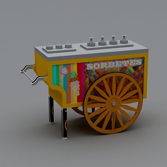 Charming Sorbetes Ice Cream Cart 3D model
