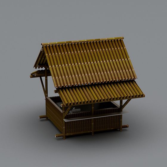 Authentic Bamboo House 3D Model