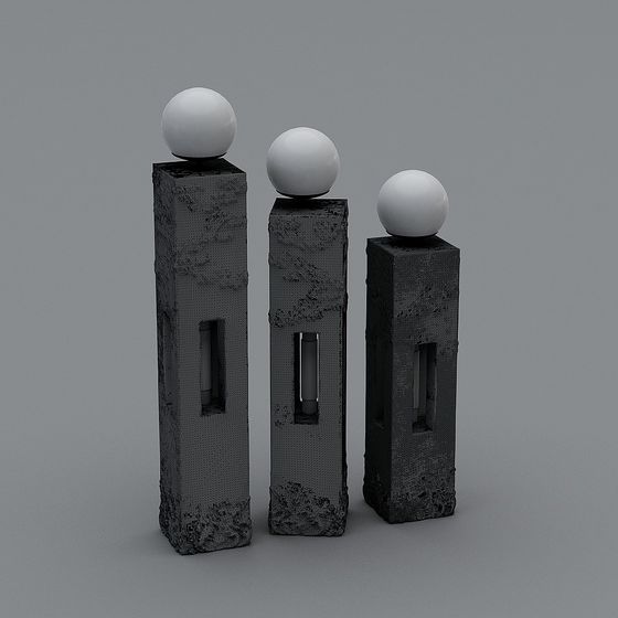 Unique Stone Pillars 3D model for Modern Designs