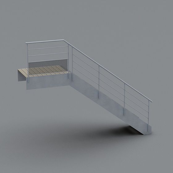 Low-Poly Modern Staircase 3D Model