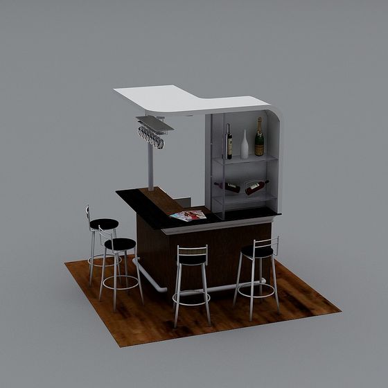 Elegant Low-Poly Bar Counter 3D model for Modern Spaces