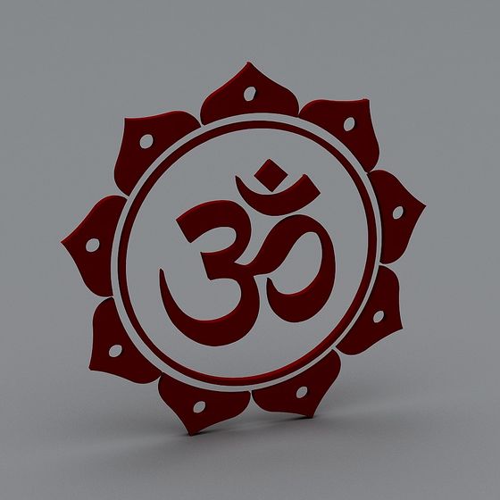 Om Symbol 3D model with Lotus Design