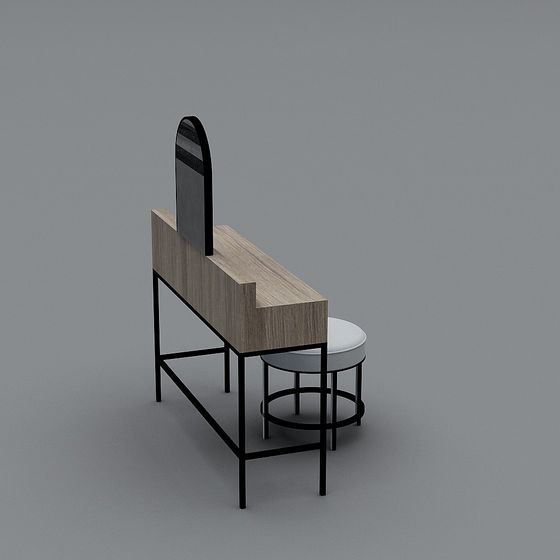 Elegant Low-Poly Dressing Table 3D model