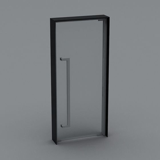 Sleek Glass Door 3D Model – Modern Black Frame Design