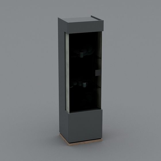 Elegant Low-Poly Display Cabinet 3D model