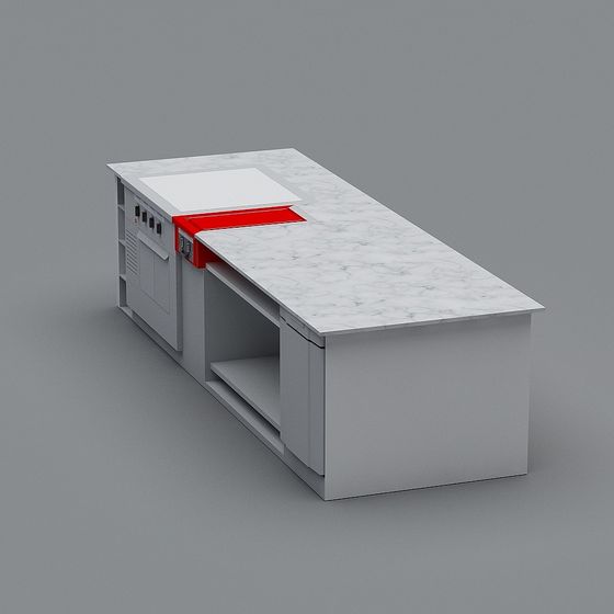 Contemporary Low-Polygon Kitchen Island 3D Model