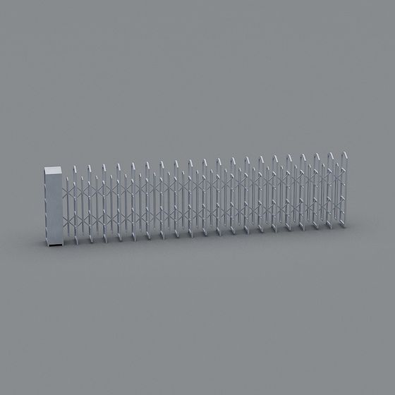 Urban Fence 3D Model – Sleek Silver Metal Design