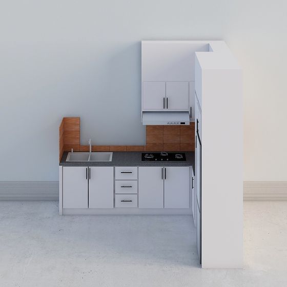 Modern Low-Poly Kitchen Design 3D model