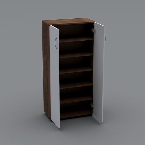Open Storage Cabinet 3D Model – Modern Wood Design