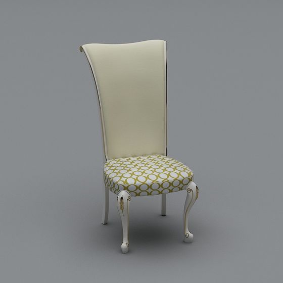 Elegant High Back Chair 3D Model – Low-Poly Luxury Design