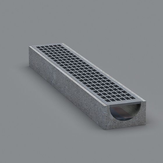 Concrete Drainage Channel 3D Model