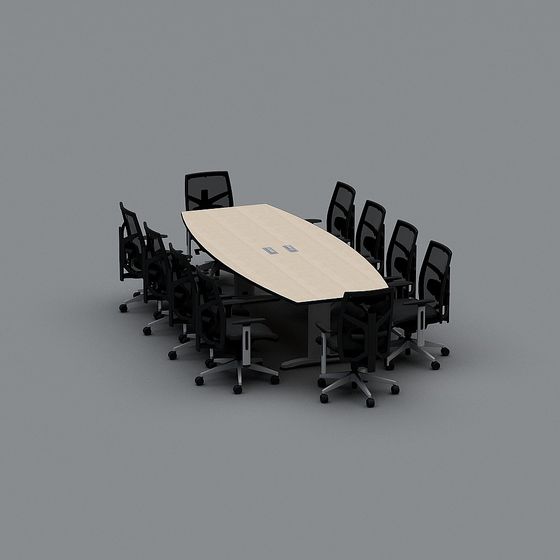 Modern Conference Table and Chair Set 3D model