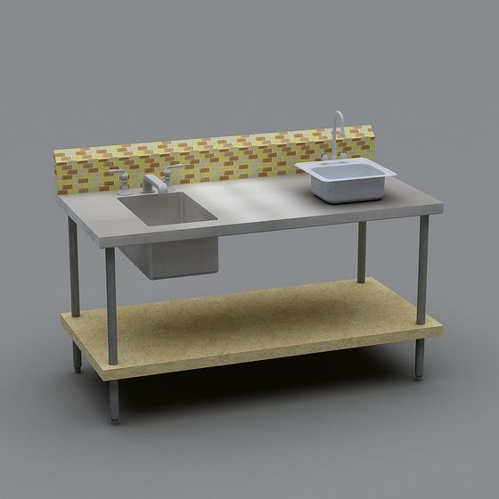 Stylish Kitchen Sink 3D Model – Modern Low-Poly Design