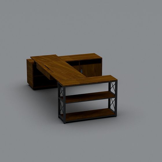 Minimalist L-Shaped Office Desk 3D model