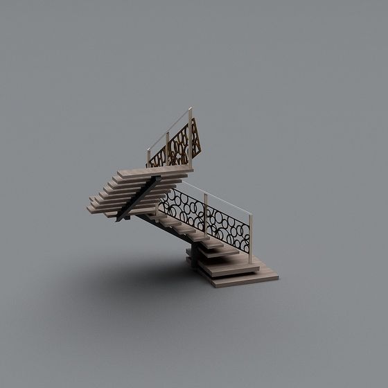 Elegant Low-Poly High-Detail Staircase 3D Model