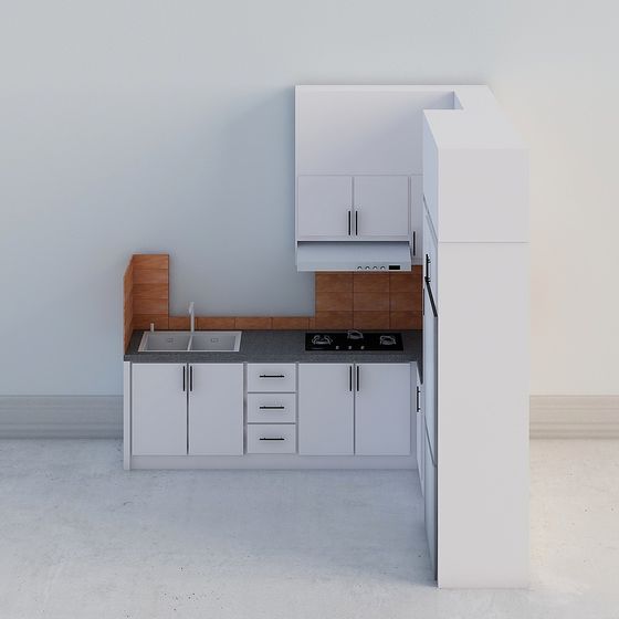 Modern Low-Polygon Kitchen Design 3D model