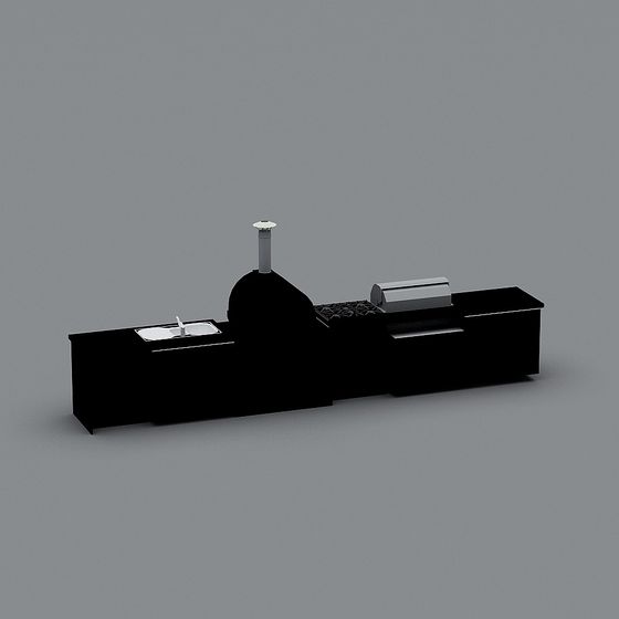 Futuristic Low-Poly Kitchen Countertop 3D model