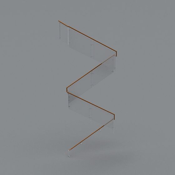 Chic Low-Poly Stair Handrail 3D model for Modern Spaces