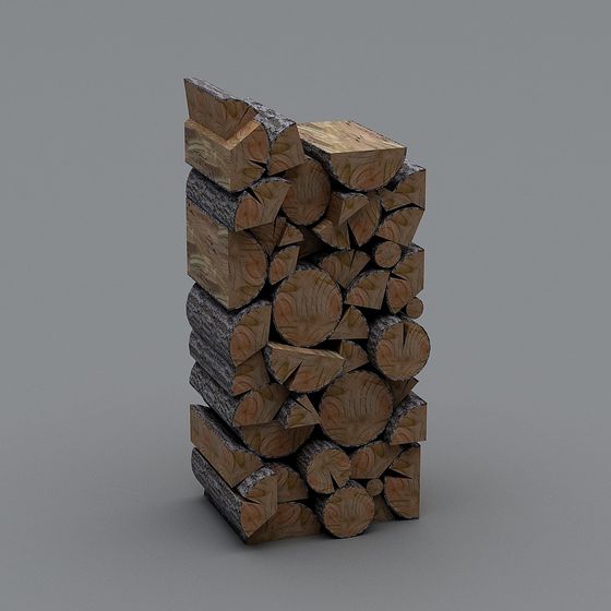 Realistic Low-Polygon Wooden Log Pile 3D model