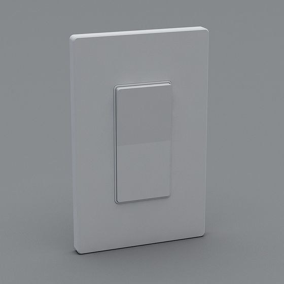 Minimalist Light Switch 3D Model – Gray Low-Poly Design