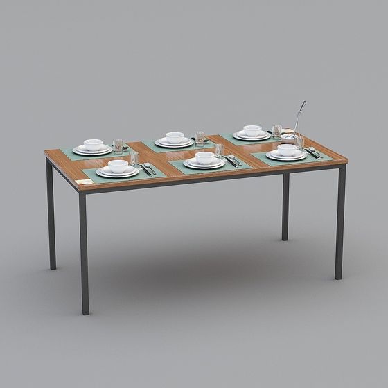Elegant Low-Polygon Dining Table 3D model