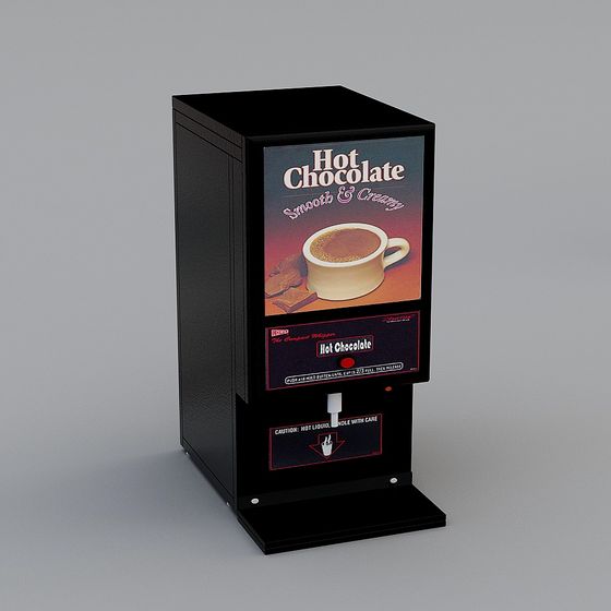 Hot Chocolate Vending Machine 3D Model – Low-Poly Metal Design