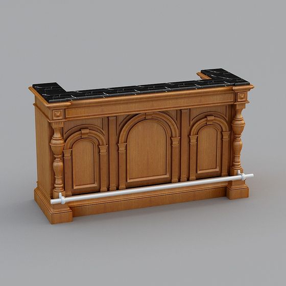 Elegant Low-Polygon Bar Counter 3D model