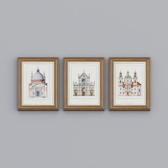 Architectural Triptych 3D Model for Creative Projects