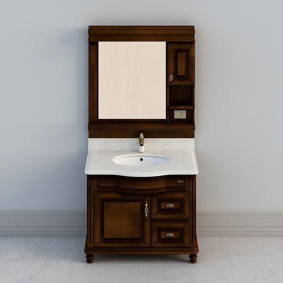Vintage Bathroom Vanity 3D model with Elegant Design