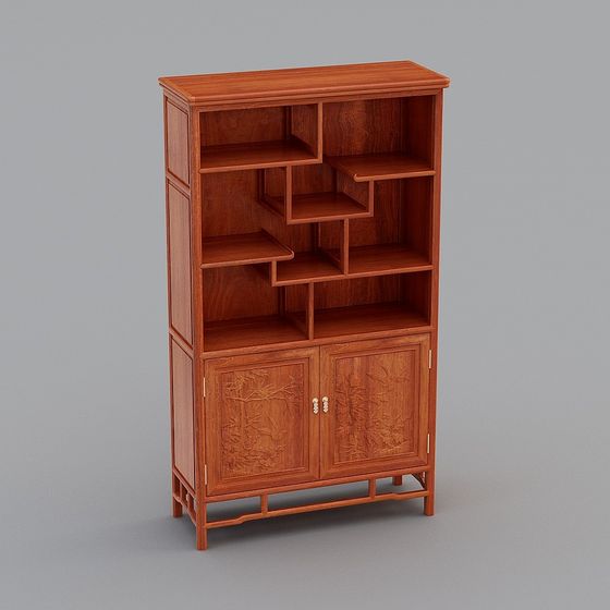 Elegant Chinese Bookshelf 3D Model for Modern Spaces