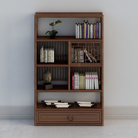 Stylish Low-Polygon Bookshelf 3D model for Modern Interiors