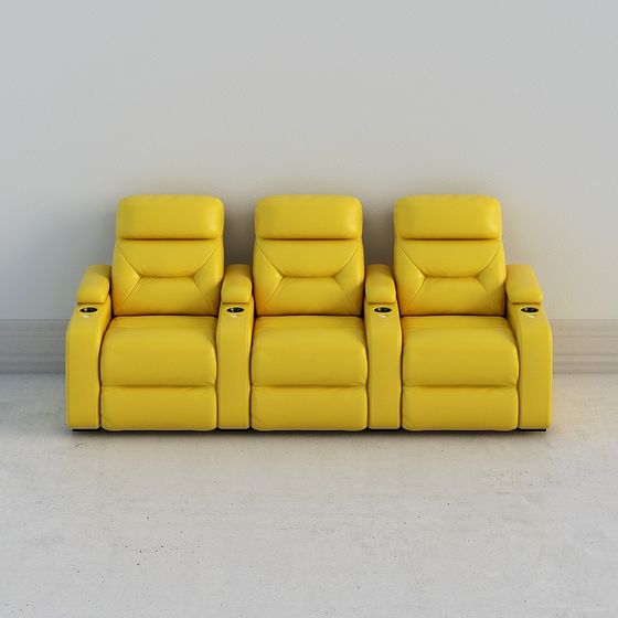 Cinema Comfort Yellow Leather Recliner 3D model