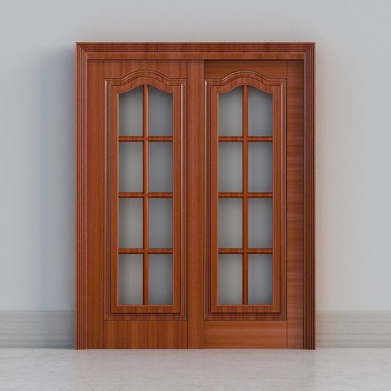 Elegant Glass Panel Door 3D model