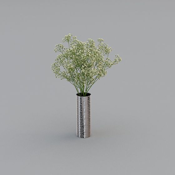 Elegant Low-Poly Vase with Daisies – Minimalist Metallic Design