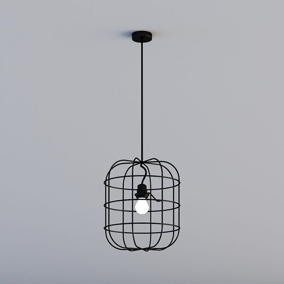 Industrial Cage Pendant Light 3D model
