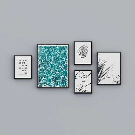 Wall Art Gallery 3D Model – Low-Poly Artistic Frames