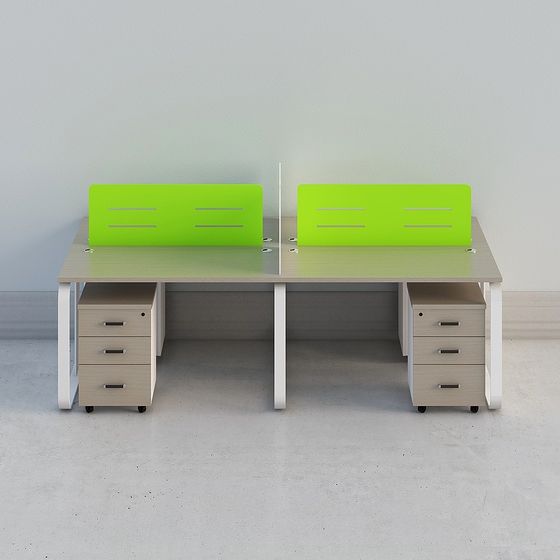 Stylish Dual Workstation 3D model for Modern Offices