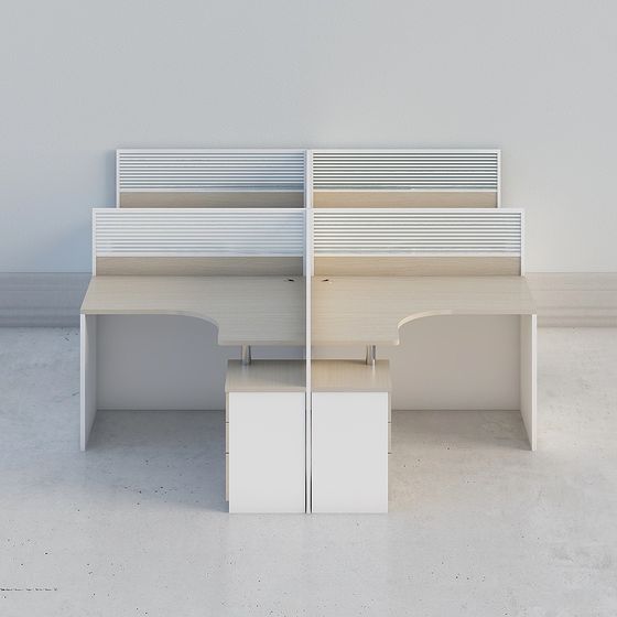 Stylish Dual Workstation 3D model for Modern Offices