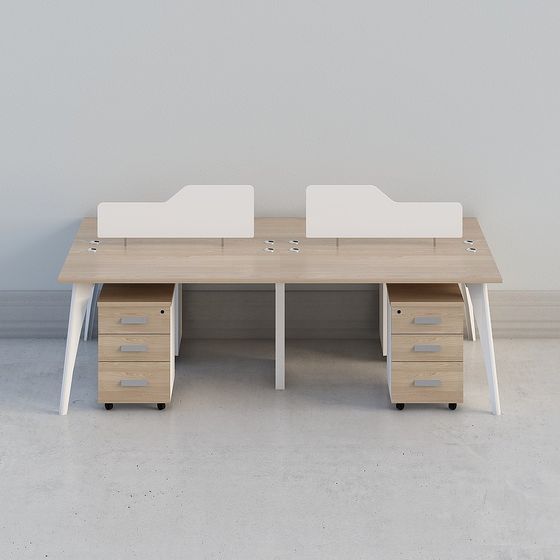 Minimalist Dual Workstation 3D model for Modern Offices