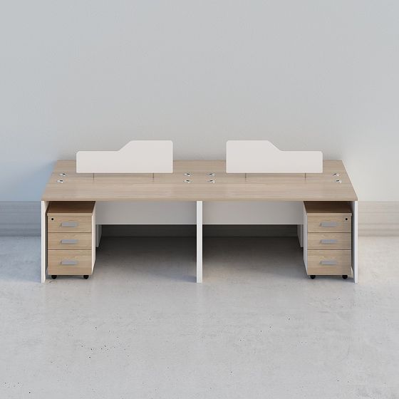 Contemporary Dual Workstation 3D model for Office Spaces
