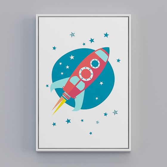 Vibrant Rocket Ship 3D Model
