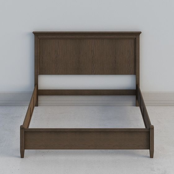 Elegant Low-Poly Bed Frame 3D Model – Wood Texture