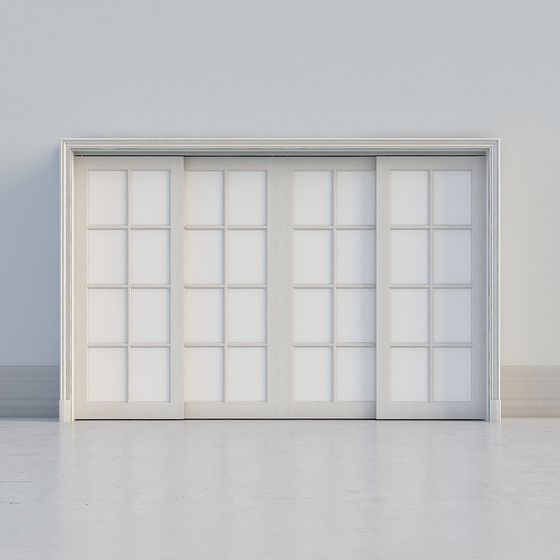 Elegant Glass Window Doors 3D Model – Low-Poly Modern Design